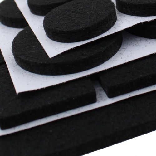 Assorted Pack Of 106 x Black Furniture Self Adhesive Felt Pads